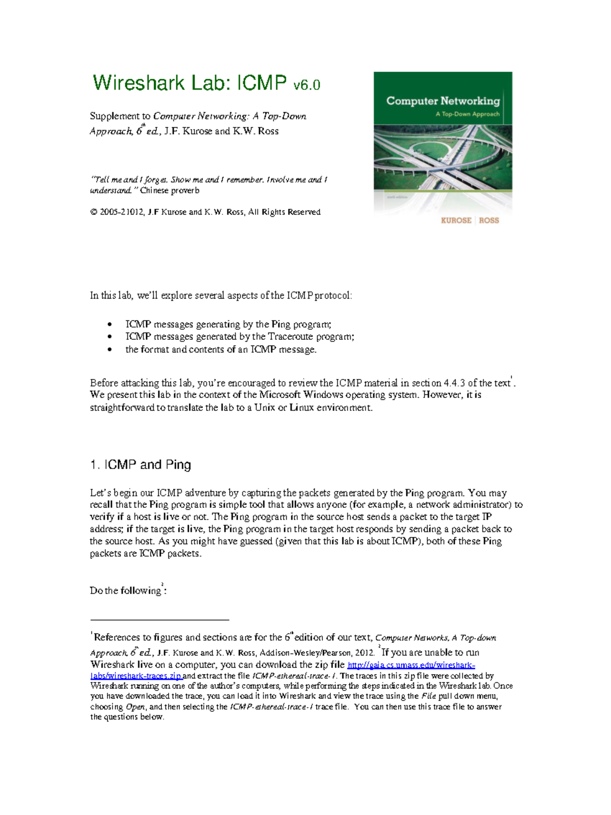 Wireshark Icmp V6 © 2005 21012 J Kurose And K Ross All Rights