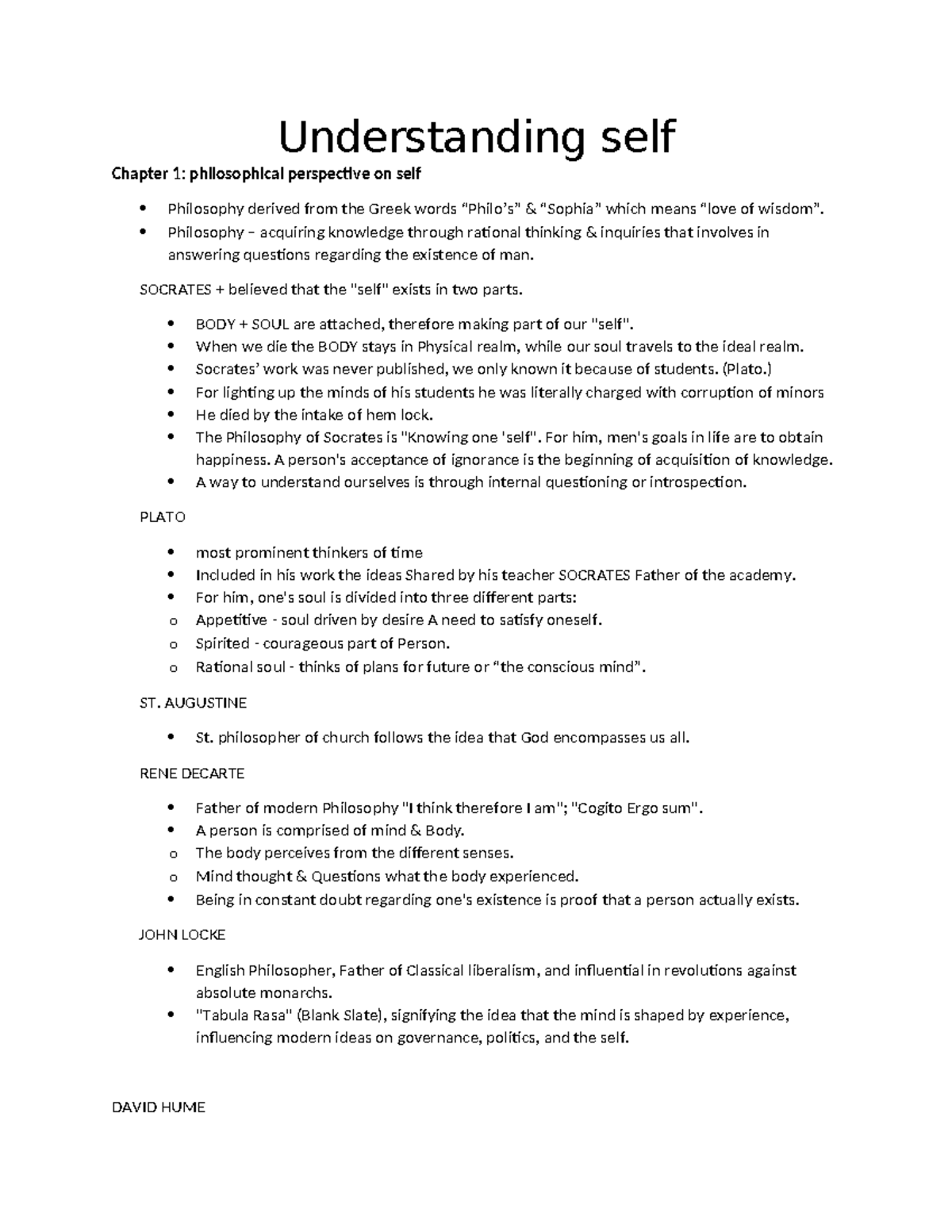 UTS- Reviewer - Understanding self Chapter 1: philosophical perspective ...