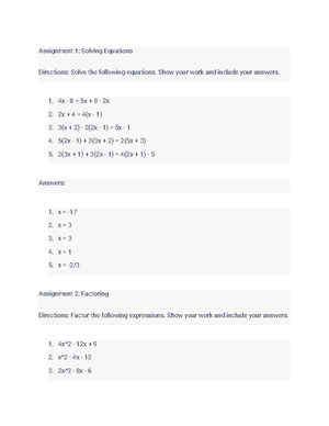 Assignment 1 Function Operations - Assignment 1: Function Operations ...
