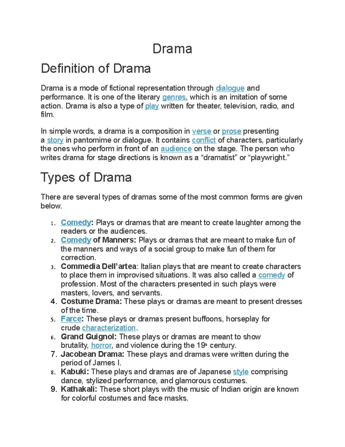 Drama- Literary Devices - Drama Definition of Drama Drama is a mode of ...