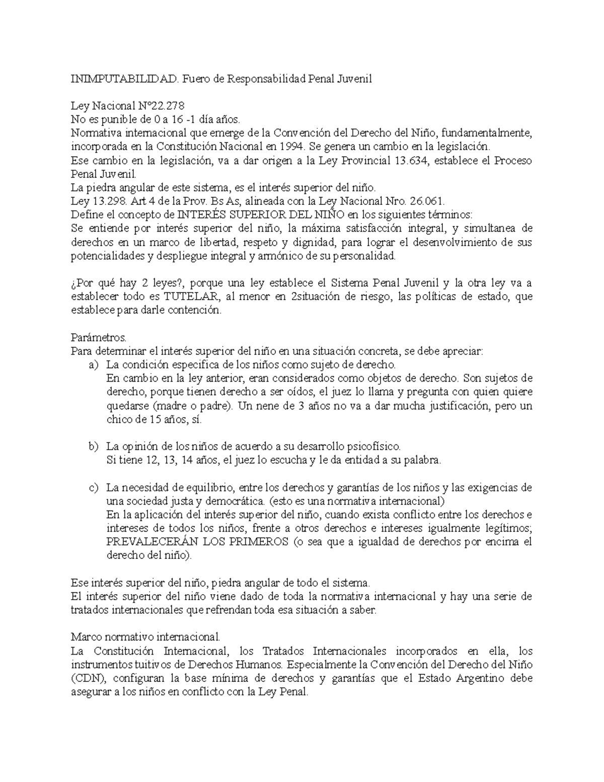 Inimputabilidad. Fuero DE Responsabilidad Penal Juvenil ...