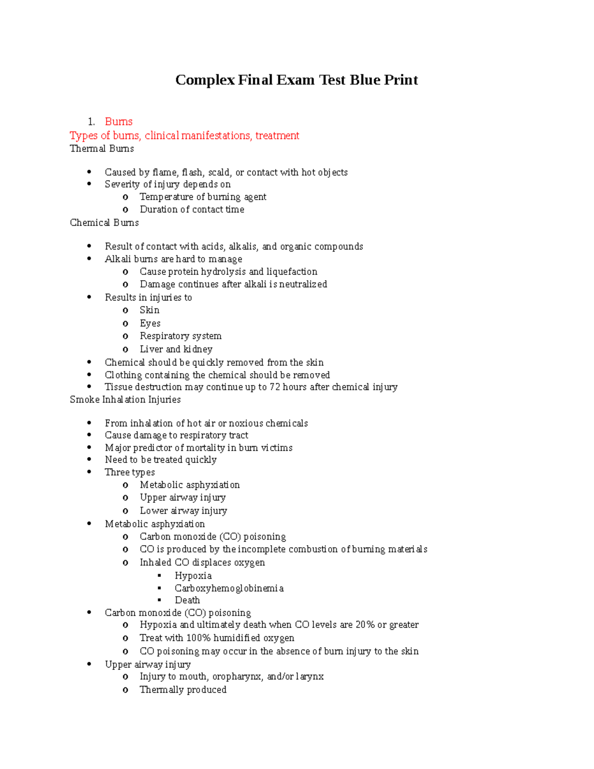 Final notes - exam 1 concept blueprint - Complex Final Exam Test Blue ...