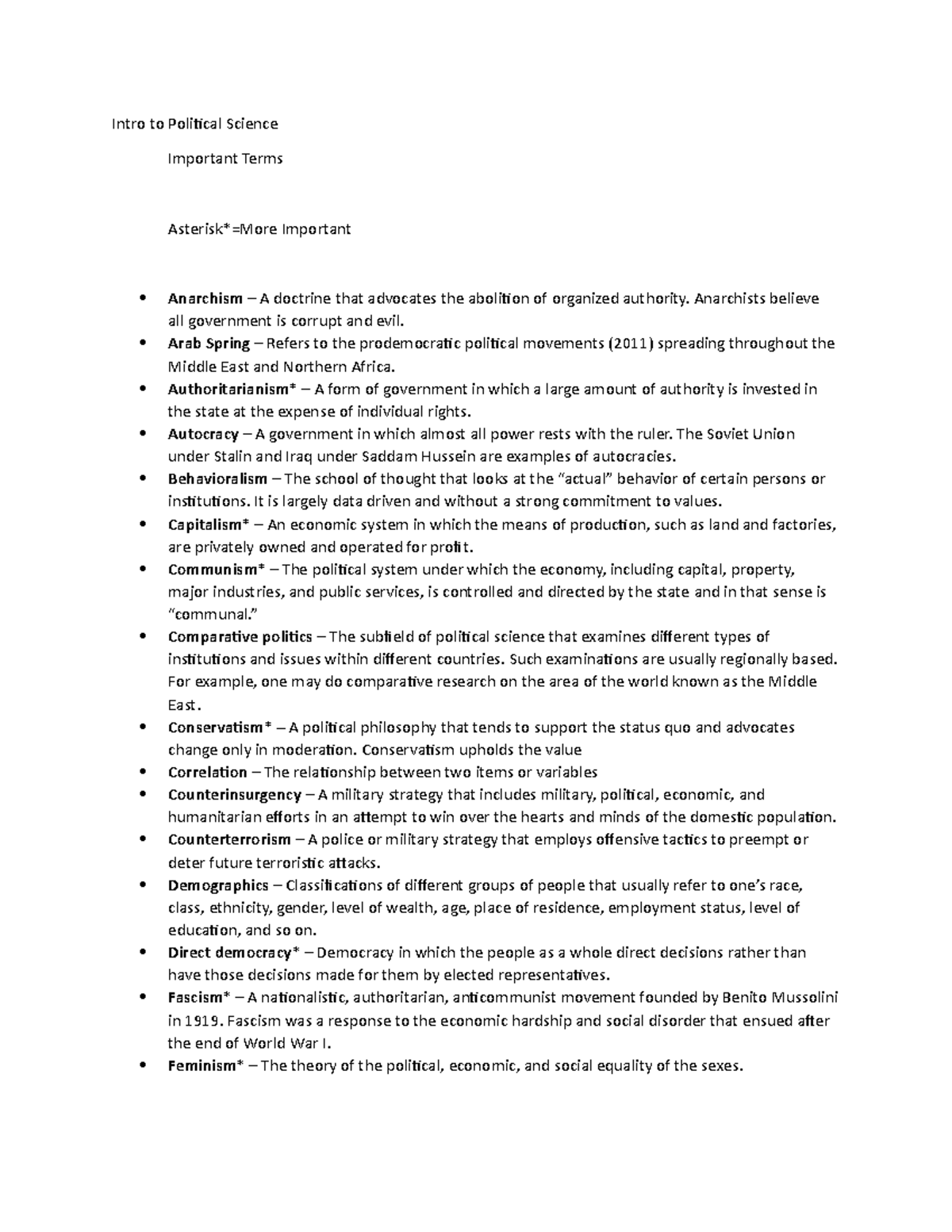 Important Terms for Intro to Political Science - Intro to Political ...