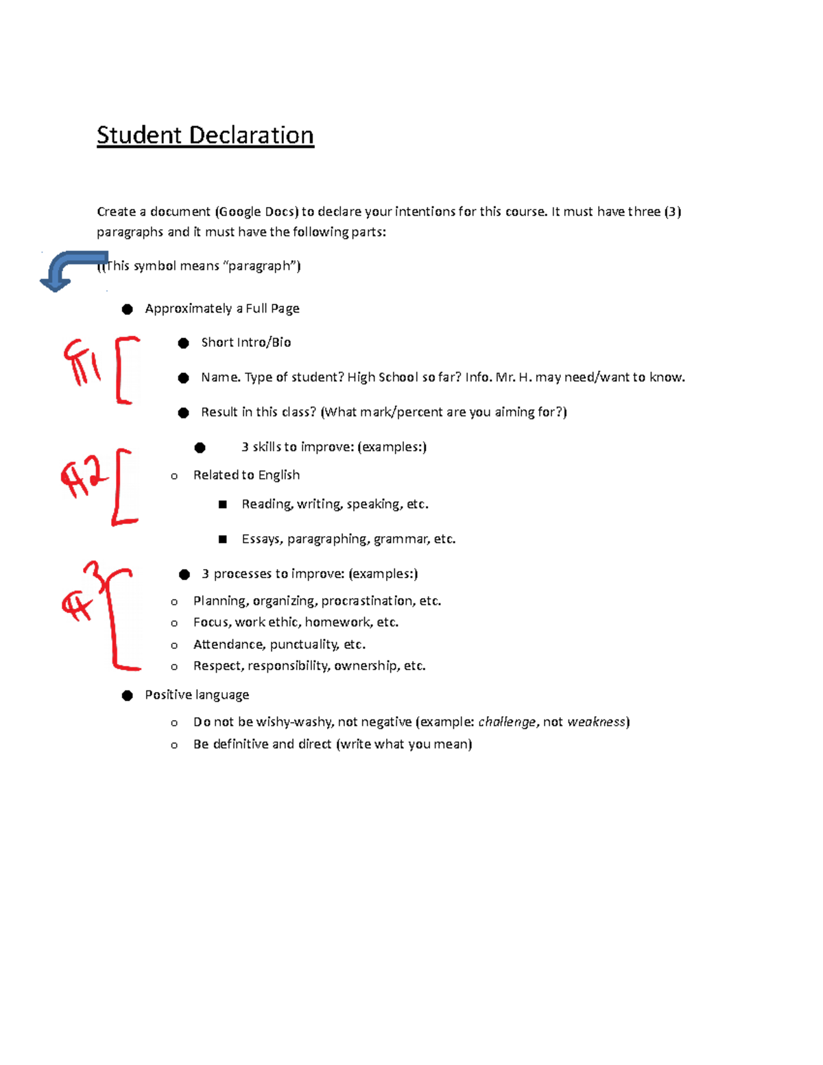 Copy of Student Declaration Guidelines - Student Declaration Create a ...