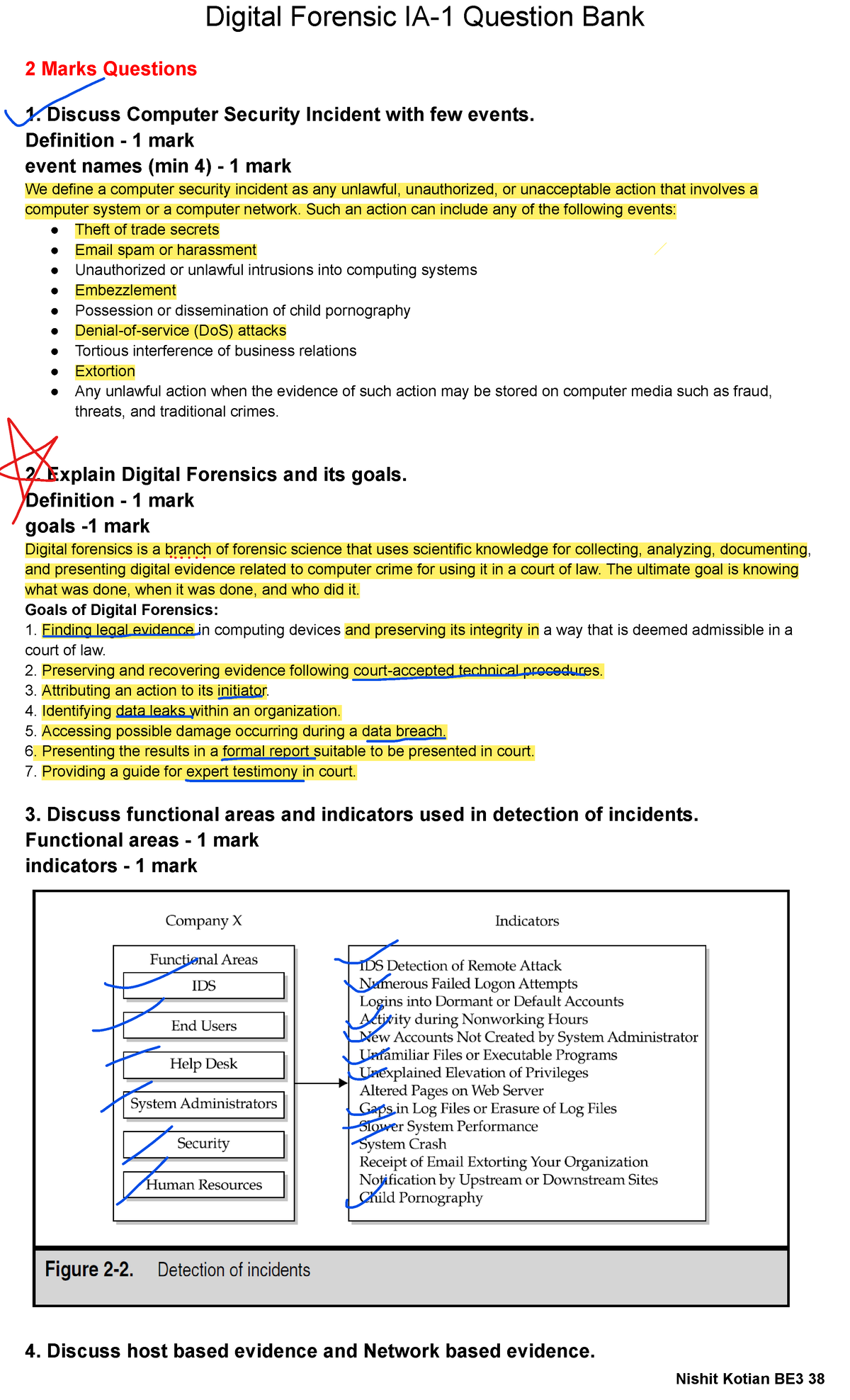 Digital Forensic IA-1 QB - Digital Forensic IA-1 Question Bank 2 Marks Questions 1. Discuss ...