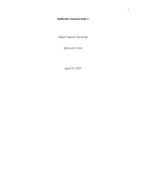 Reflective Journal week 2 - Grand Canyon University - Reflective ...