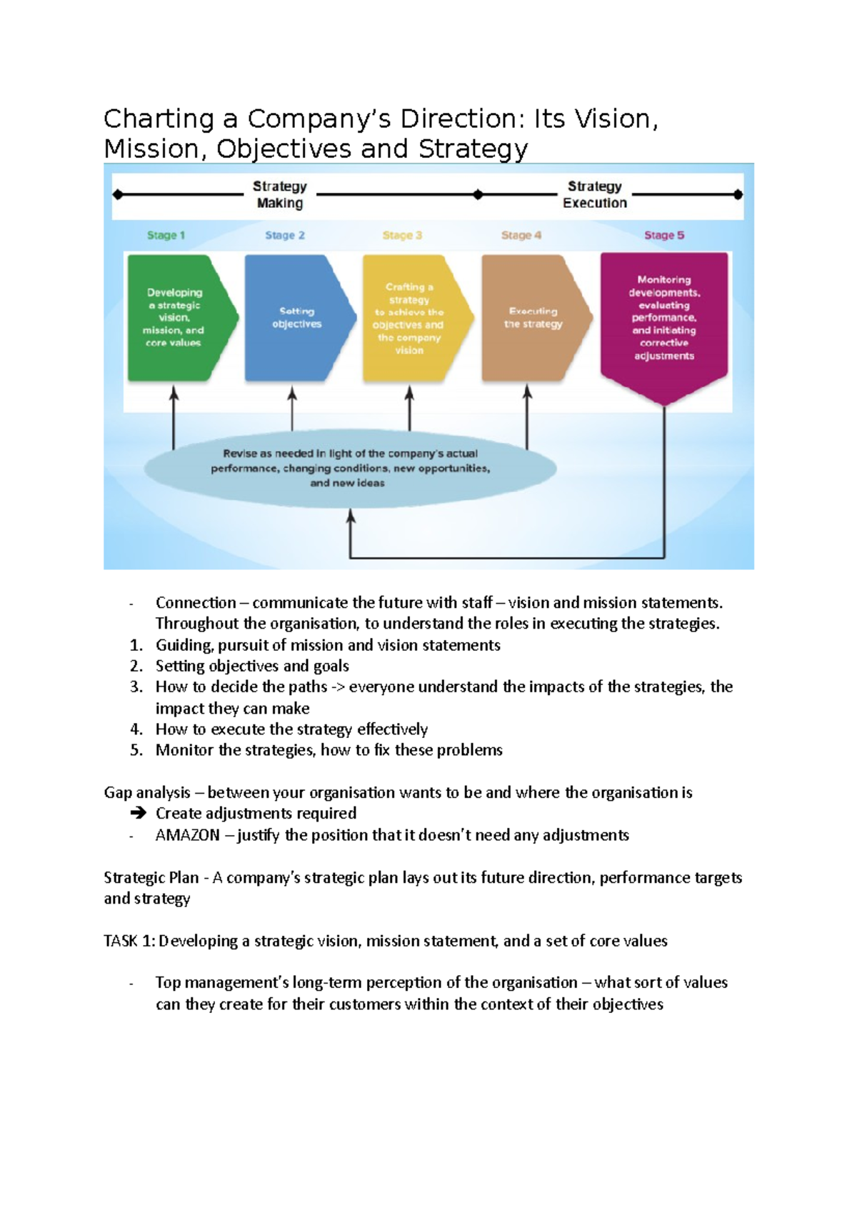 Week 2 - Lecture notes 2 - Charting a Company’s Direction: Its Vision ...