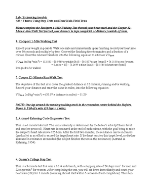 Lab - YMCA Bike Test (1) - Copy - Lab: Assessing cardiorespiratory ...