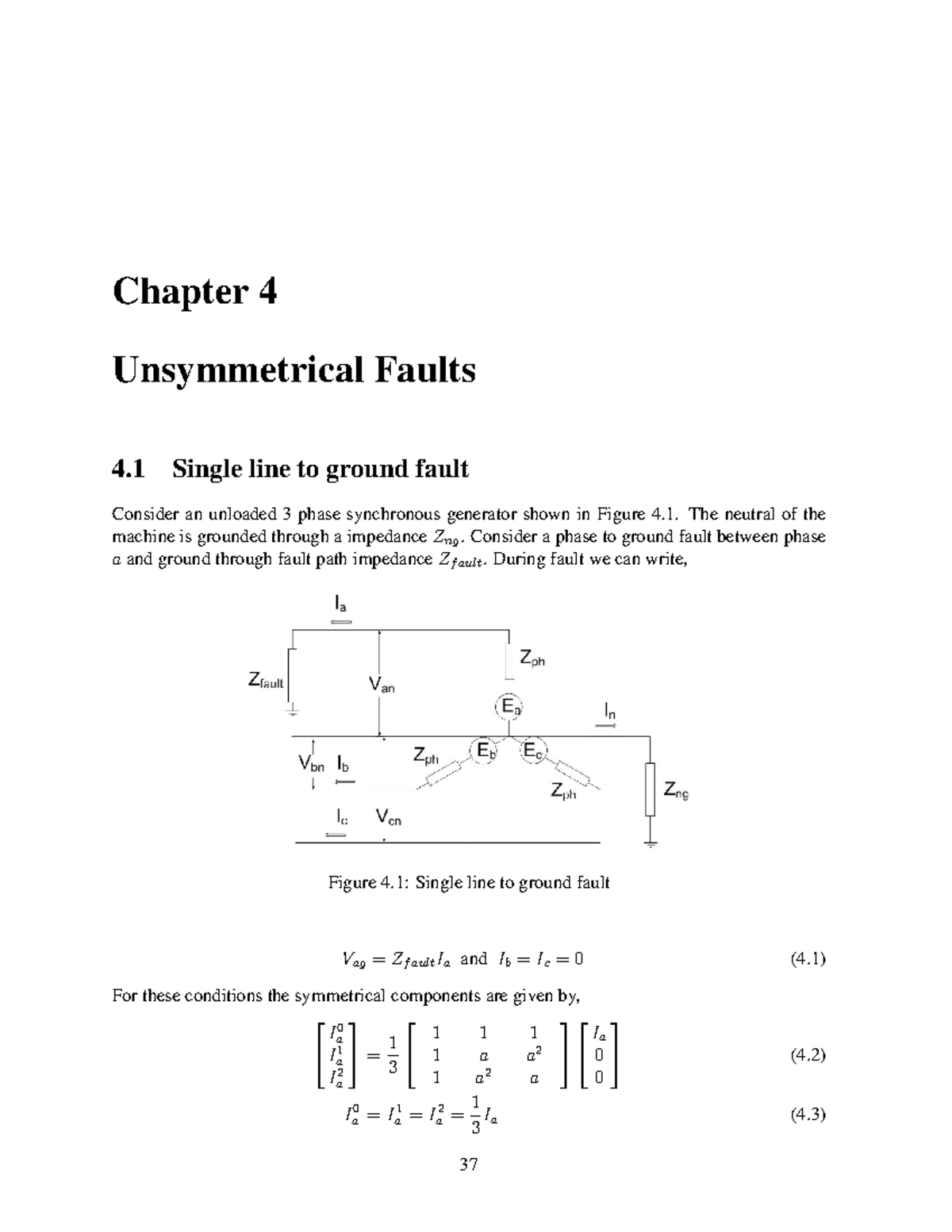 PCT Notes Lec8 Unsymmetrical Faults - Chapter 4 Unsymmetrical Faults 4 ...