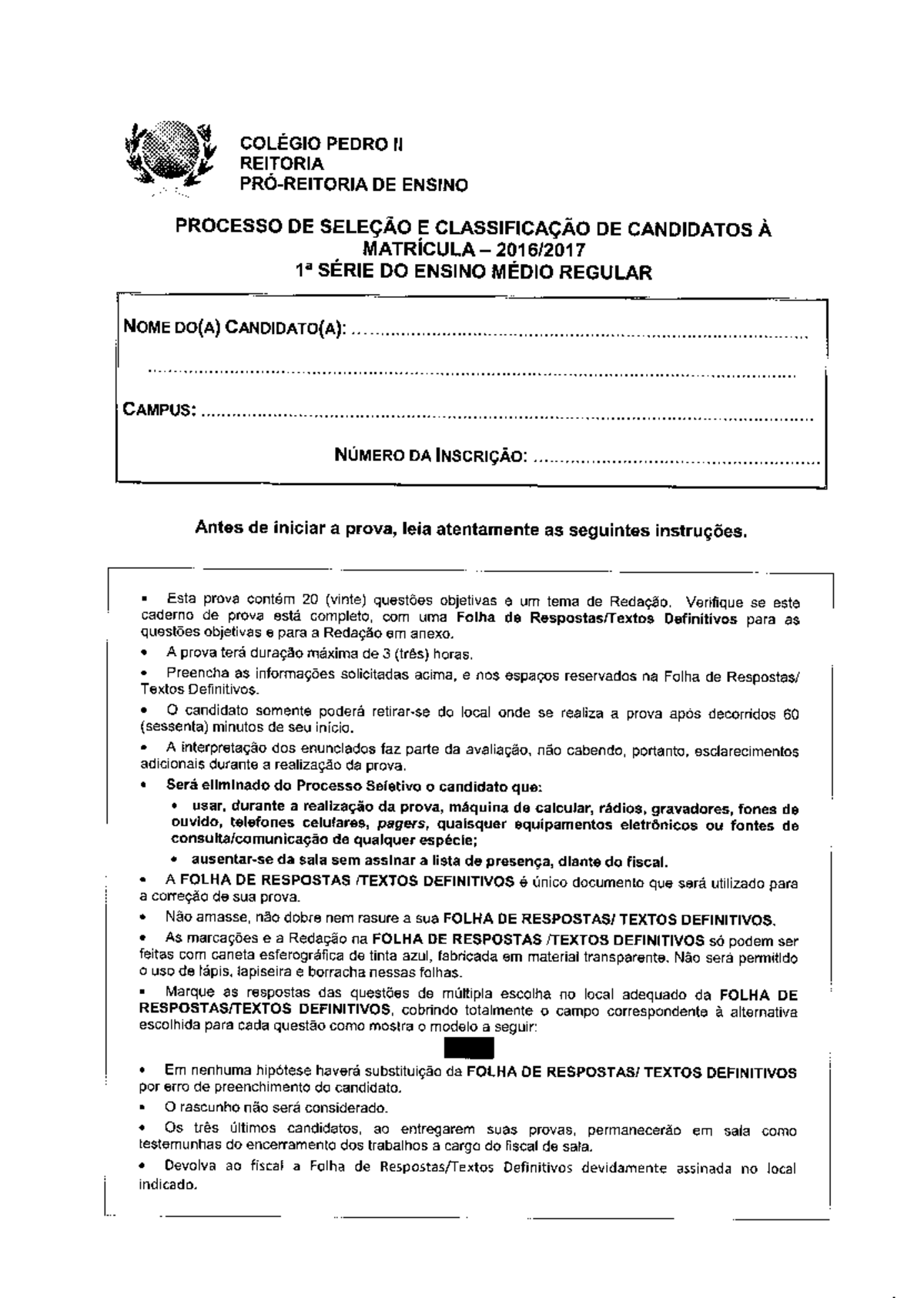 Prova EMR 2016 manhã - Ahhhuuu - lingua portuguesa - Studocu