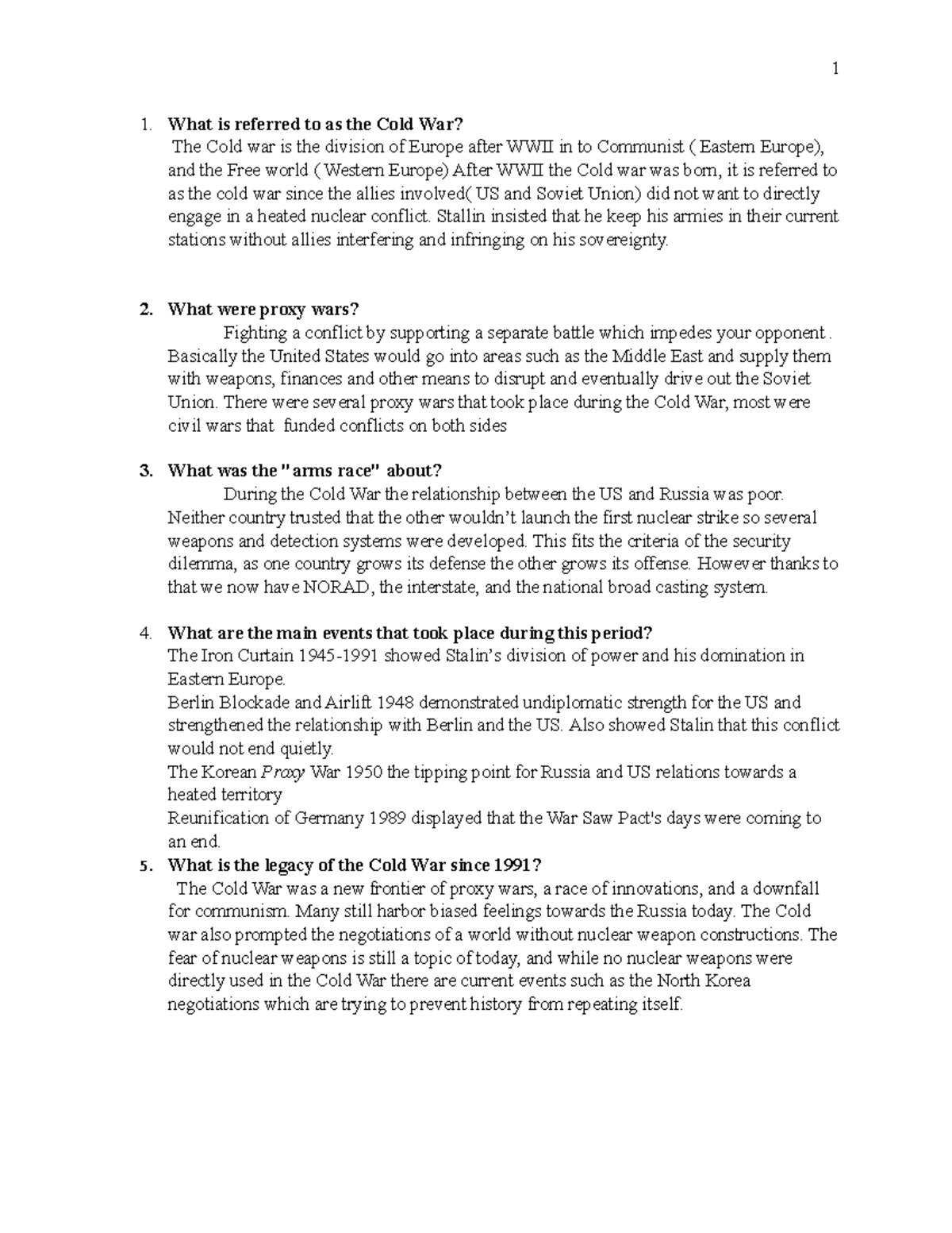 Unit 2 Assinment 2 - Grade: A - 1 What is referred to as the Cold War ...