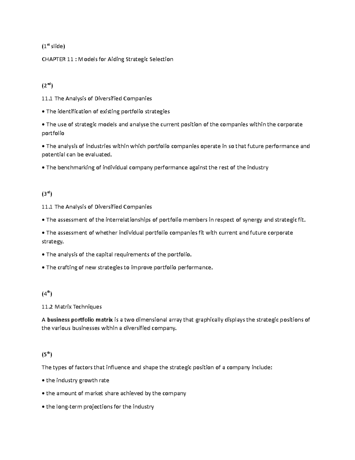 Sildo SBA - sss - (1st slide) CHAPTER 11 : Models for Aiding Strategic ...