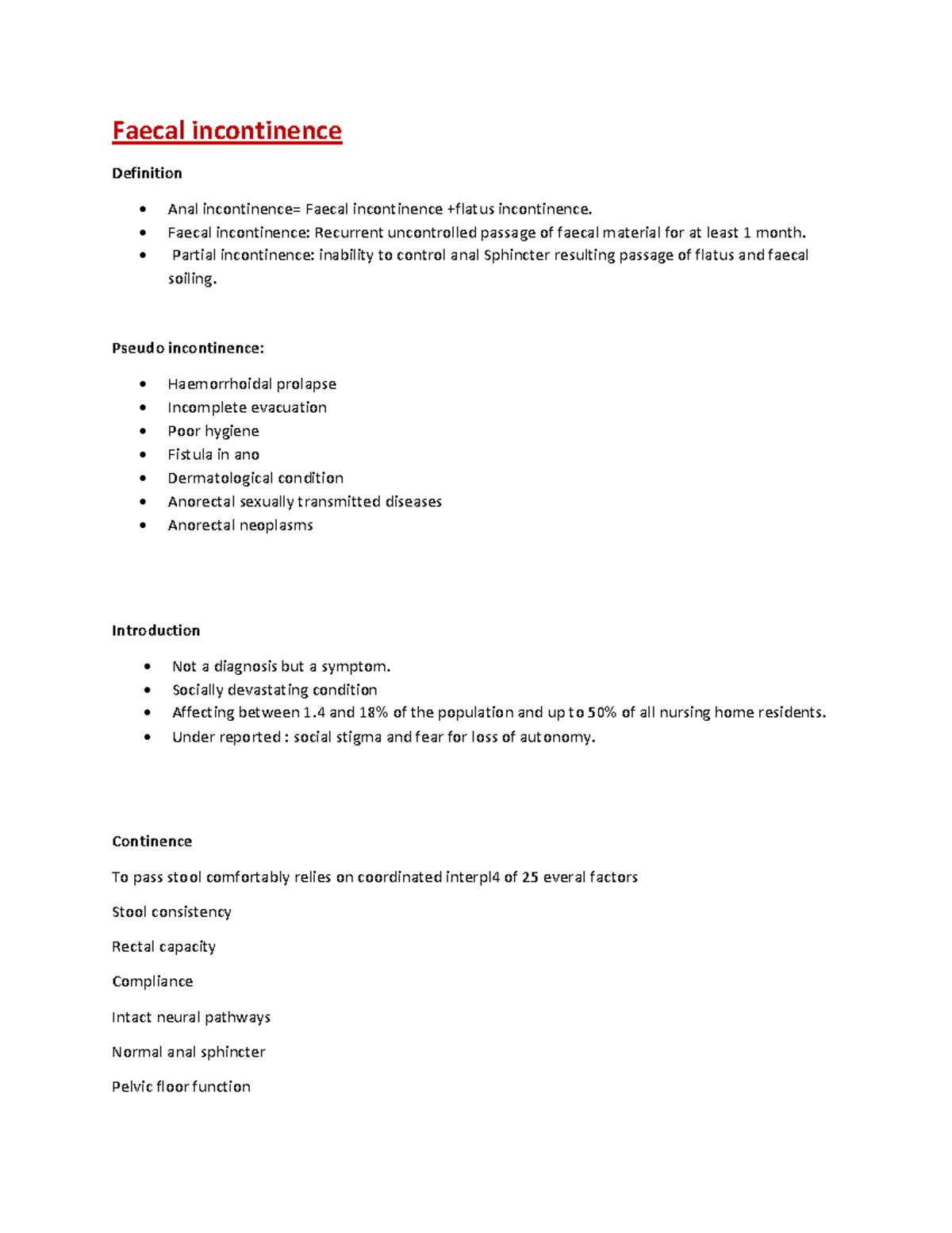 Faecal incontinence - These are lecture notes - Faecal incontinence ...