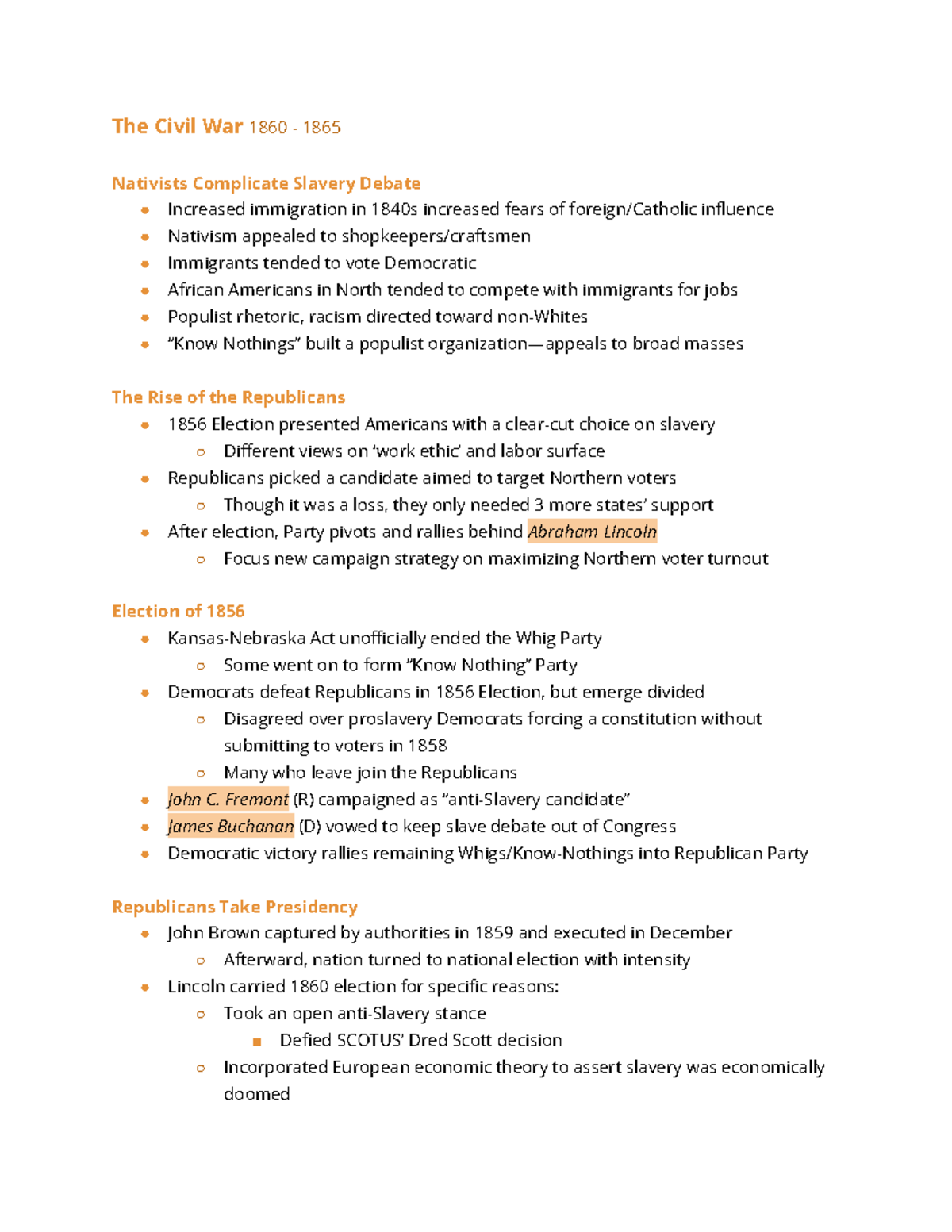 HST 103 The Civil War - HST 103 Joshua Morris - The Civil War 1860 ...