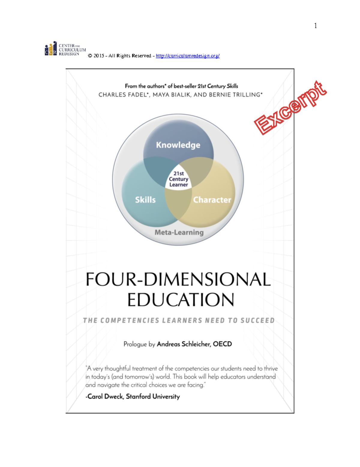 Four Dimensional Education Instruction - © 2015 - All Rights Reserved - curriculumredesign ...
