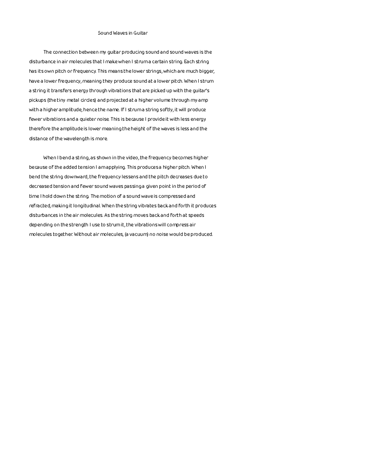 Science Extra Credit - Google Docs - Sound Waves in Guitar The ...