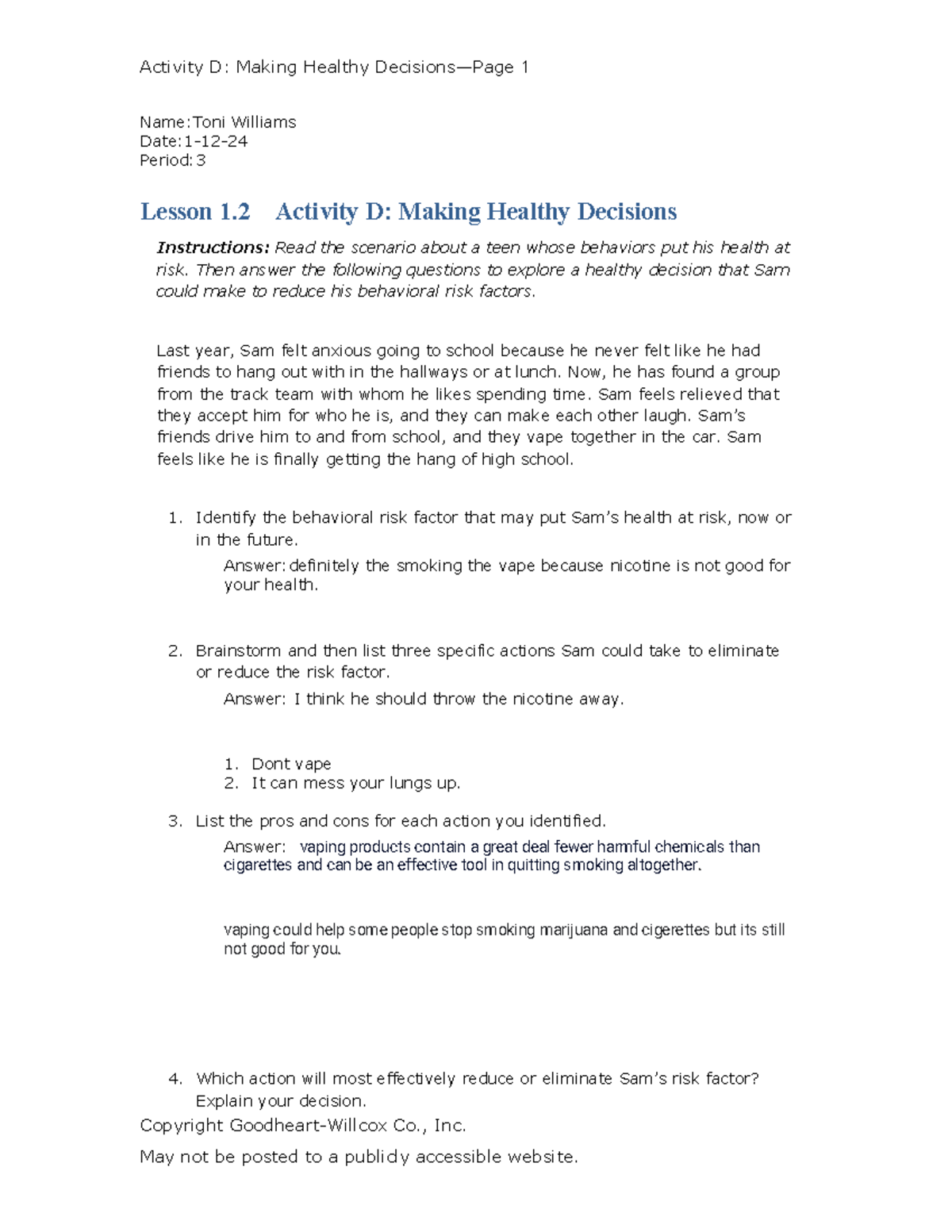 Copy of 1.2 Activity D - no.ytrutfhfdgrdthhjvgjhj, - Activity D: Making ...