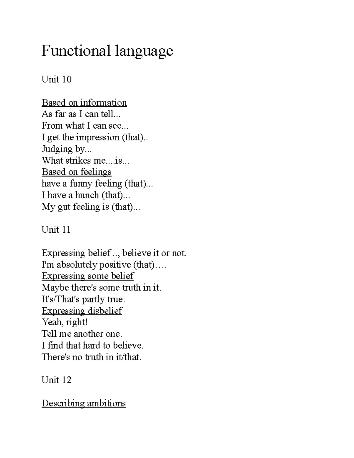 Functional language 10,11,12 - Functional language Unit 10 Based on ...