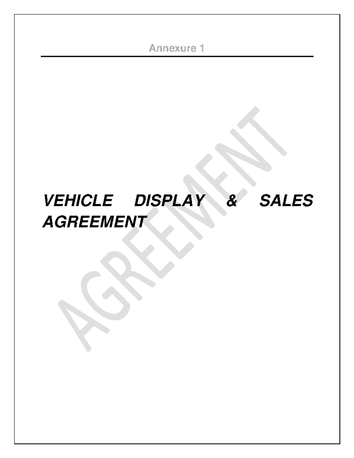 Agreement - Read well oo - VEHICLE DISPLAY & SALES AGREEMENT Agreement ...