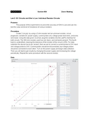Lab 5 - Full Lab report - Section 004 Zoom Meeting Lab 5: RC Circuit ...