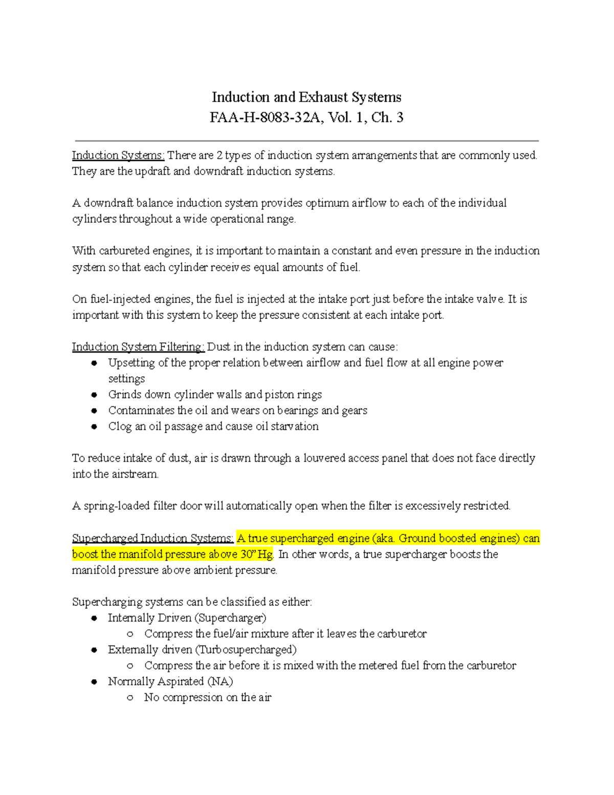 Engine Air Flow-Notes - Induction and Exhaust Systems FAA-H-8083-32A ...