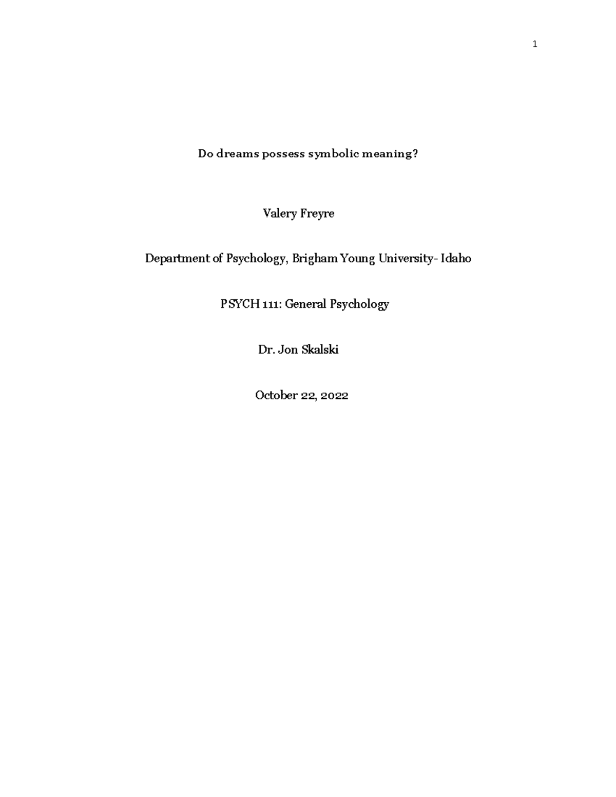 Debunking Myth Research Do Dreams Possess Symbolic Meaning Valery