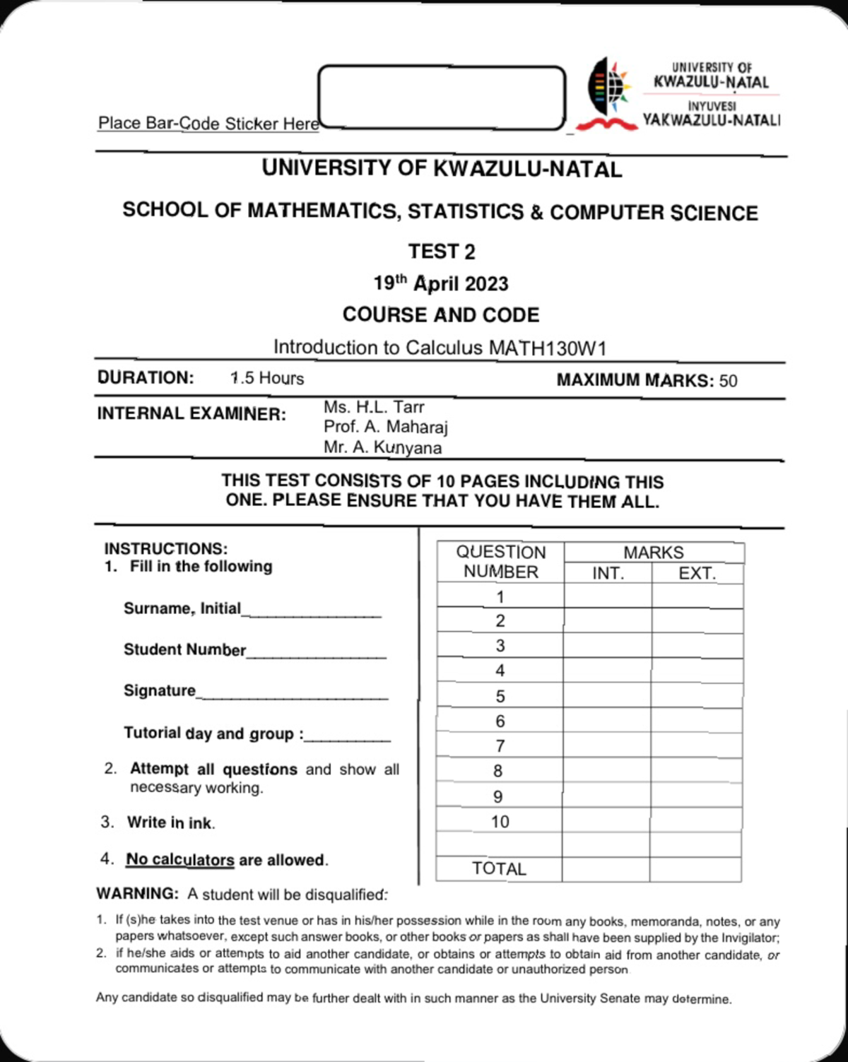 MATH130, Test 2(W1 2023, Q&A) - MATH130 - Studocu