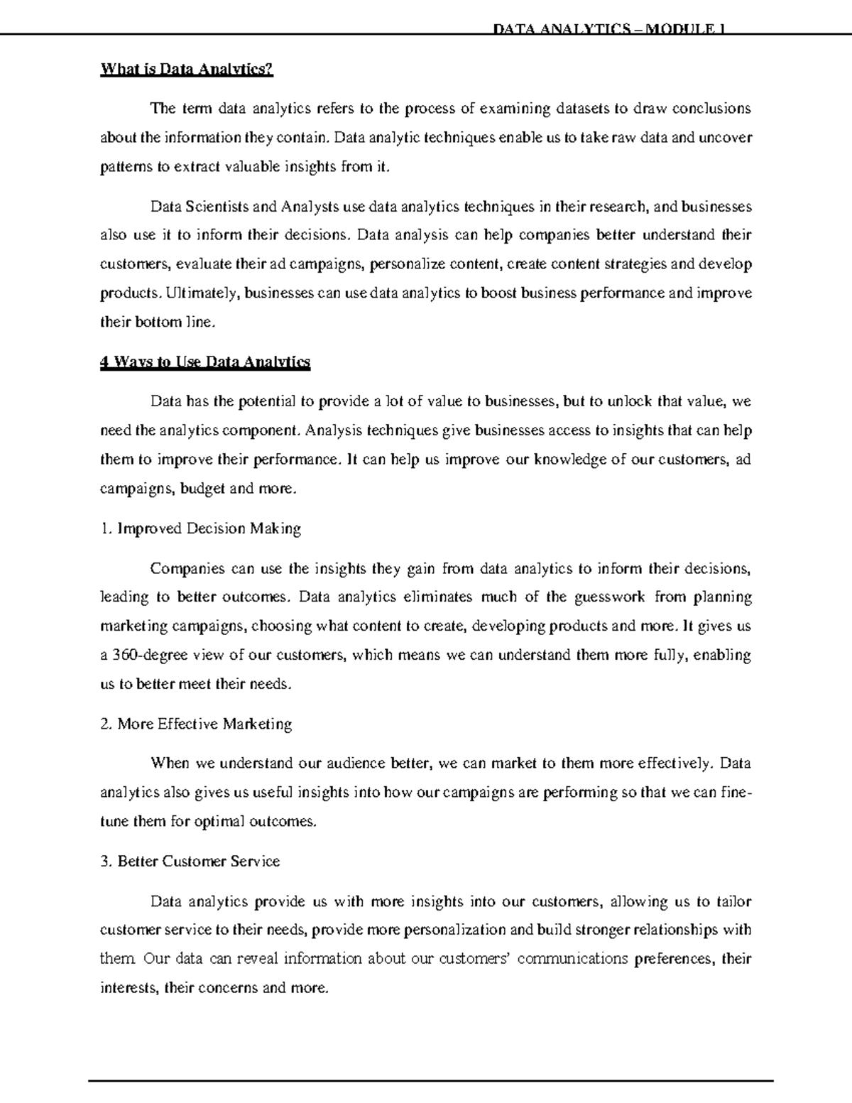 Data Analytics M1 Data Analytics Module 1 What Is Data Analytics