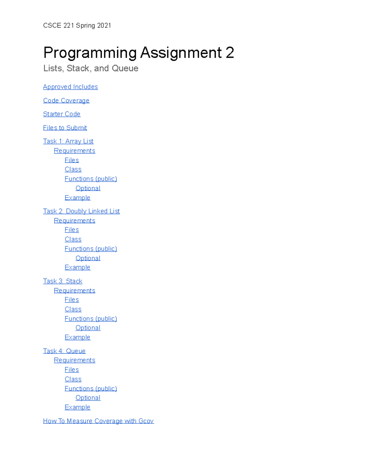 Lists, Stack, and Queue - Programming Assignment 2 Lists, Stack, and Queue Approved Includes ...