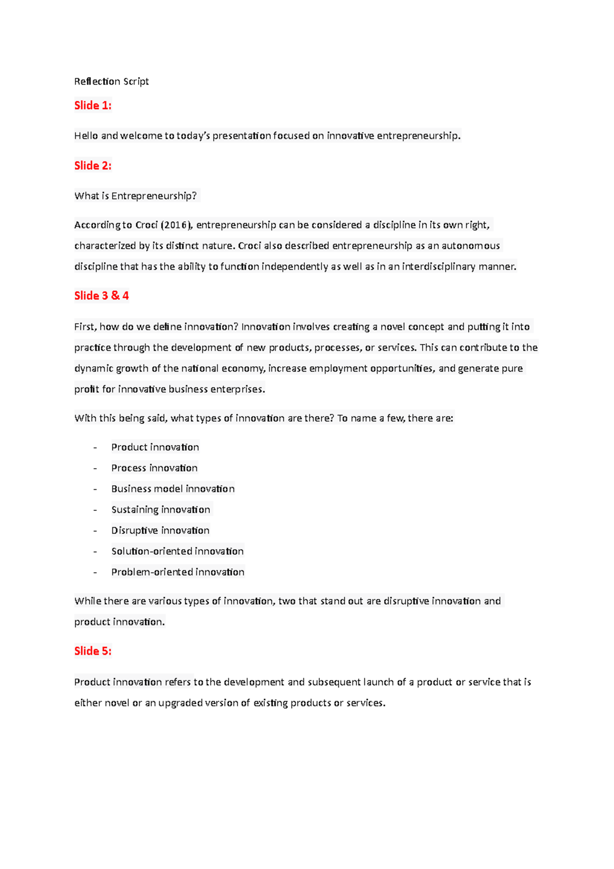 Reflection Script - completed in 2016 - Reflection Script Slide 1 ...