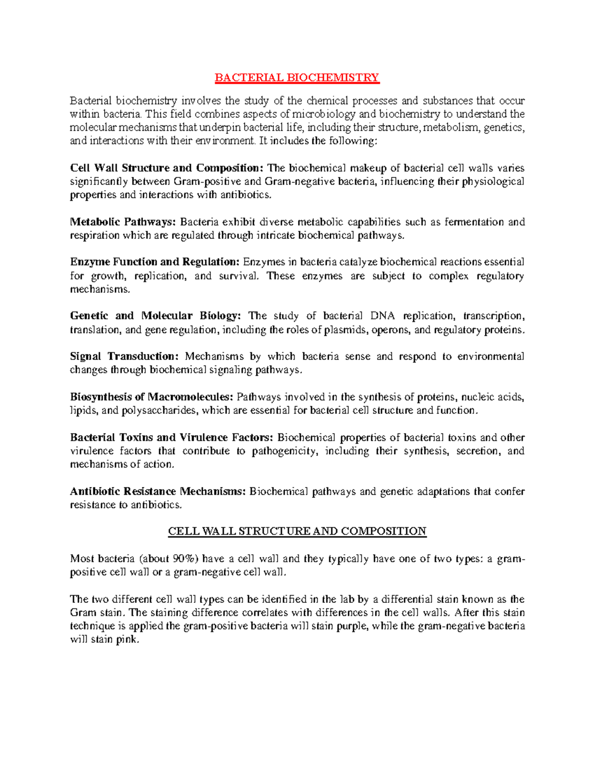 Lecture 3 MBCh B - BACTERIAL BIOCHEMISTRY Bacterial biochemistry ...