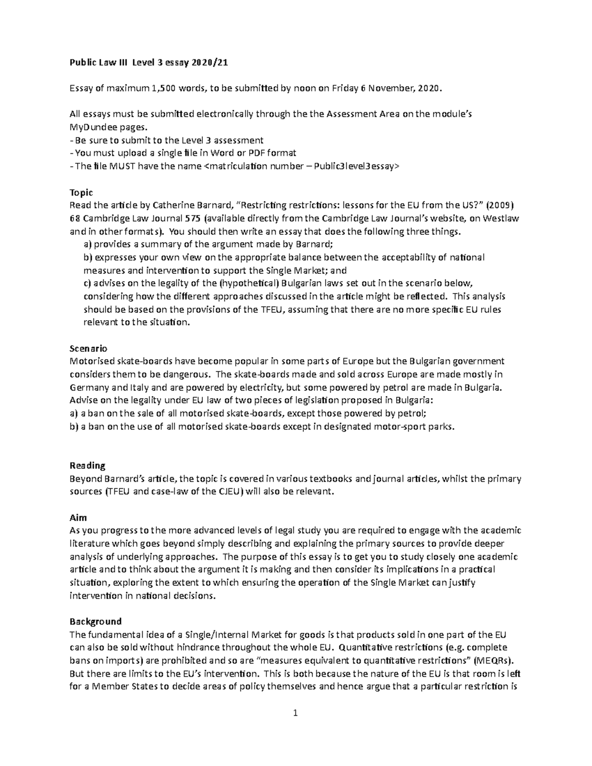 Public law 3 ass exam 2021 - Public Law III Level 3 essay 2020/ Essay ...