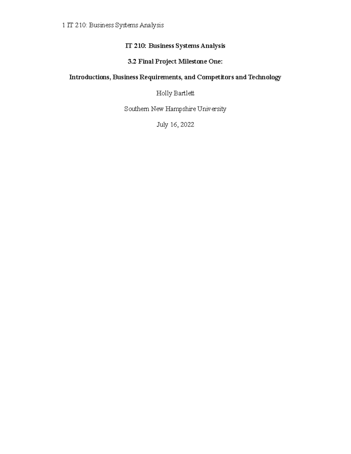 3.2 milestone IT 210 - IT 210: Business Systems Analysis 3 Final ...