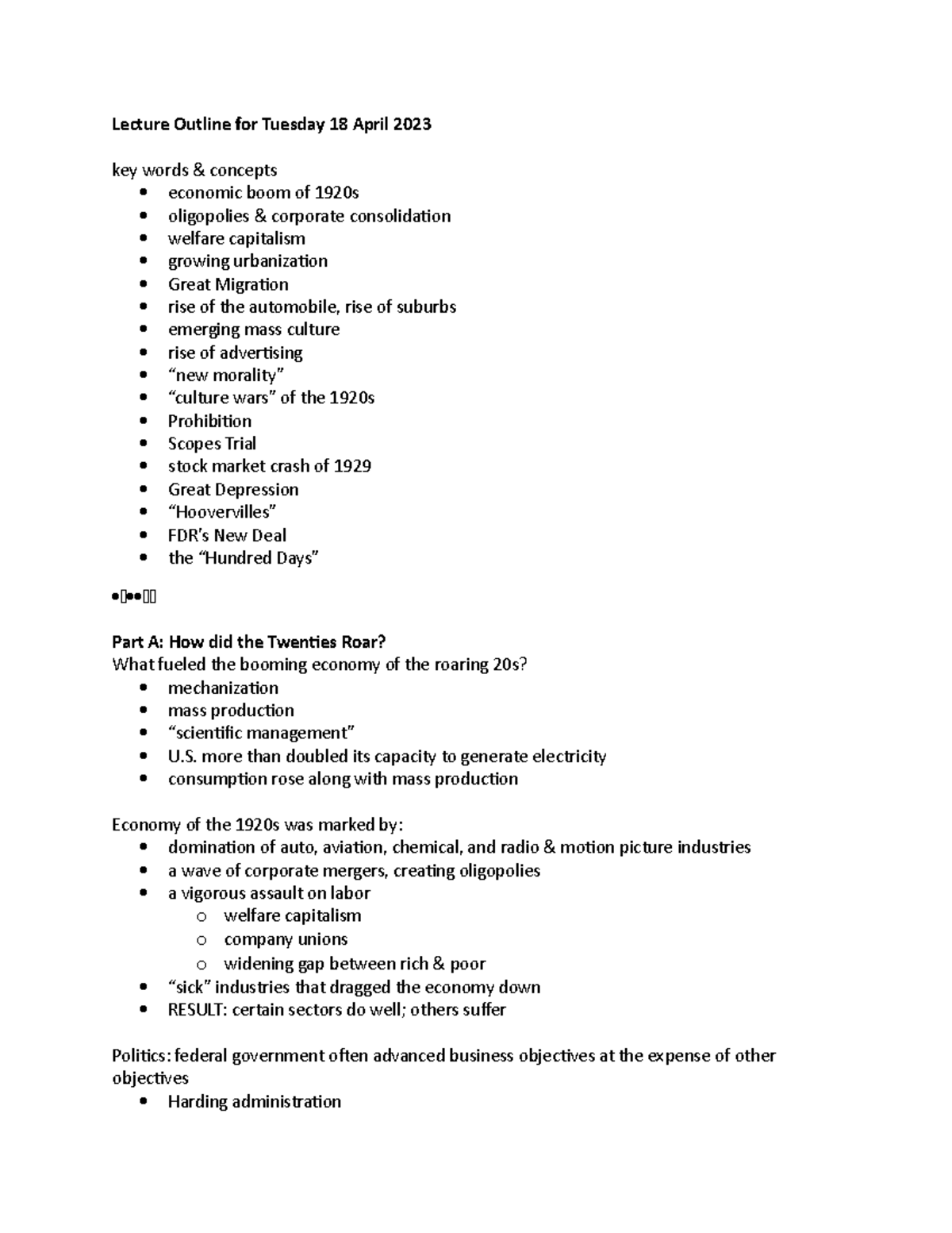 Lecture 21 outline - Dr. Gabrielle Lanier - Lecture Outline for Tuesday ...