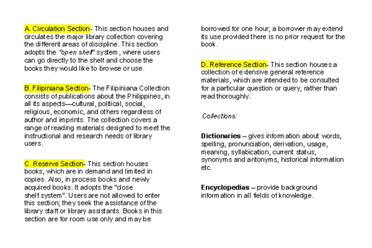 Final RIPH - A. Circulation Section- This section houses and circulates ...