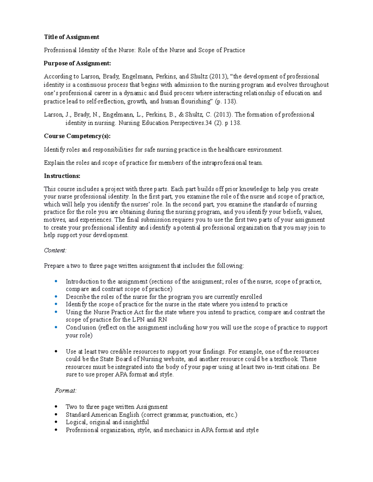 Module 04 Course Project Part 1 (with Rubric) - Title of Assignment Professional Identity of the ...