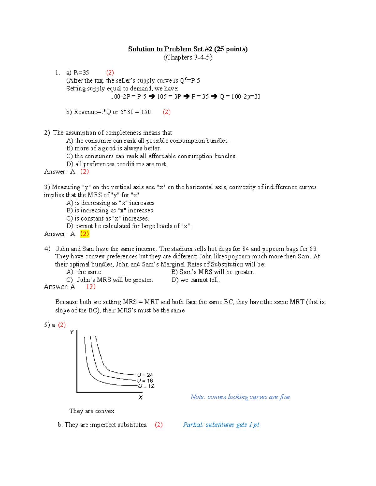 Solution PS2 - Practice questions answers - Solution to Problem Set #2 ...