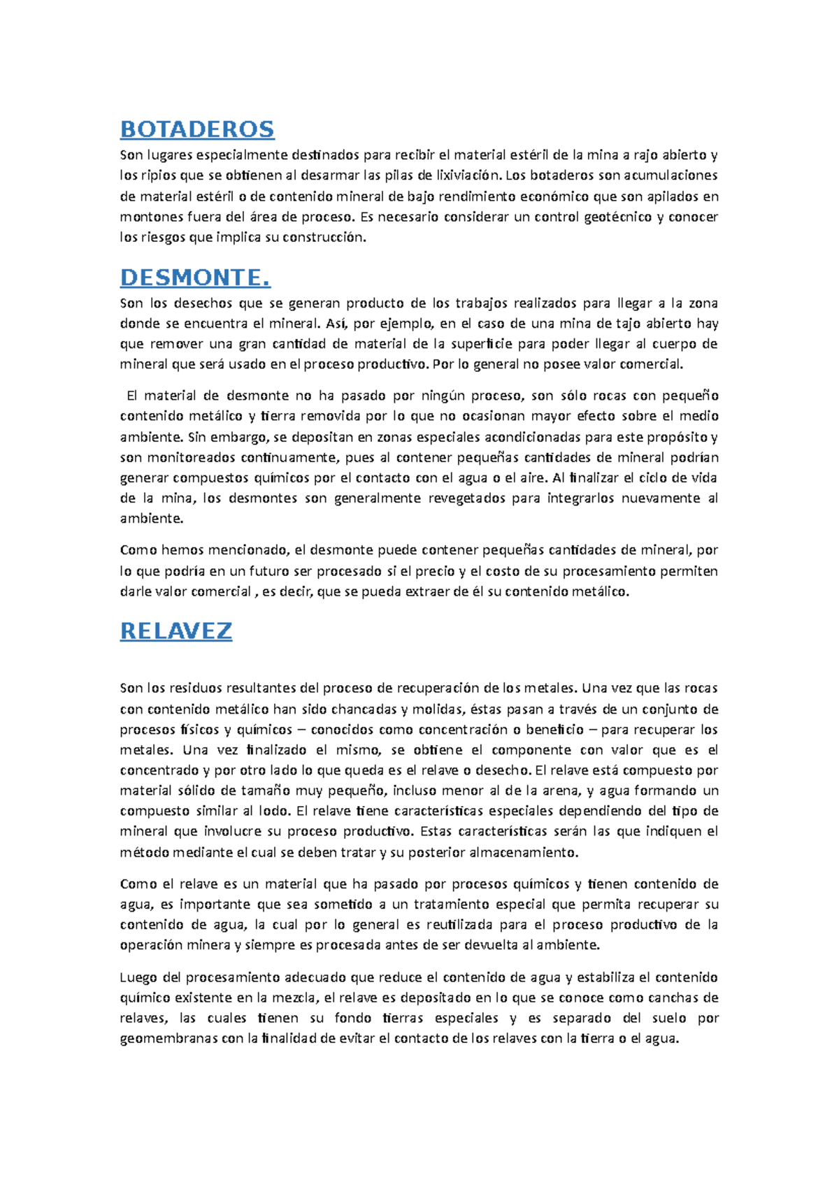 Botaderos de empresas mineras, relaves - BOTADEROS Son lugares ...