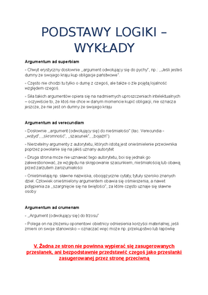 Postawy logiki - podstawowe pojęcia, notatki - LOGIKA – WYKŁAD – ZAGADNIENIA Co to jest zdanie w ...