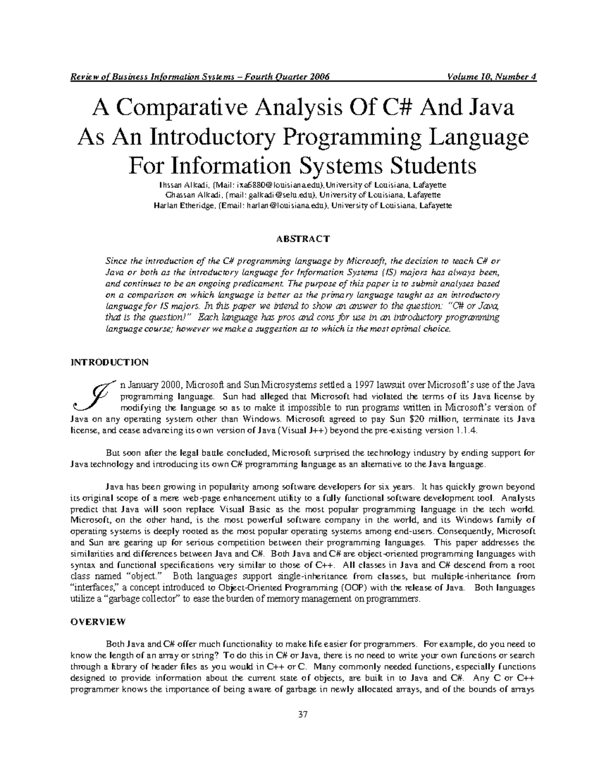 A Comparative Analysis Of C And Java As An Introduction - A Comparative ...