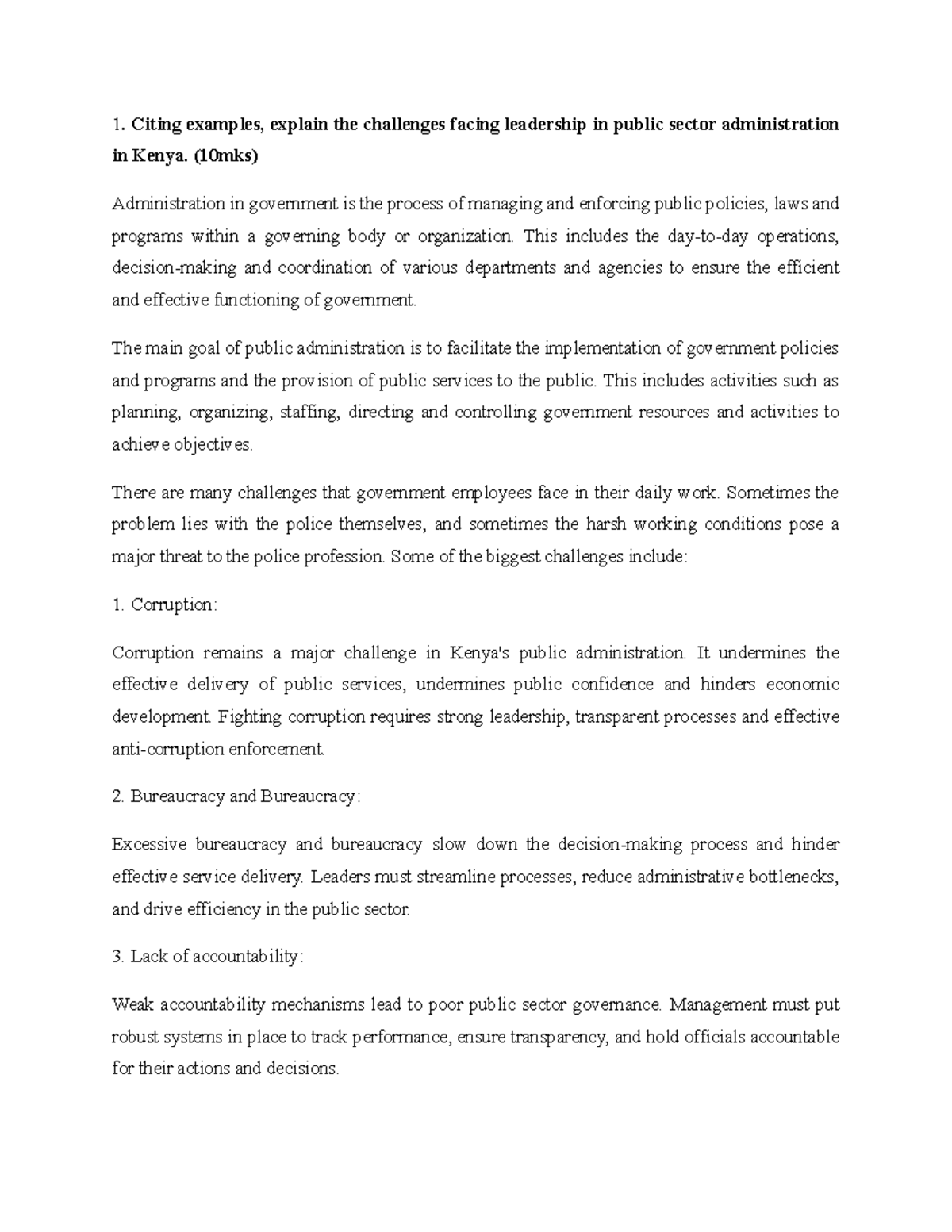 Community leadership -joan wanjiru nganga - Citing examples, explain the challenges facing - Studocu