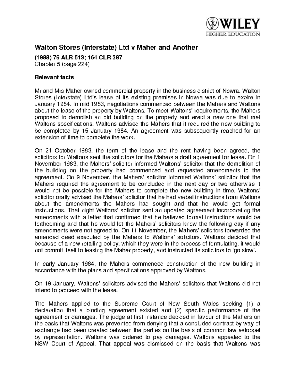 Walton vs maher - tut notes - LAWS5000 - USyd - Studocu