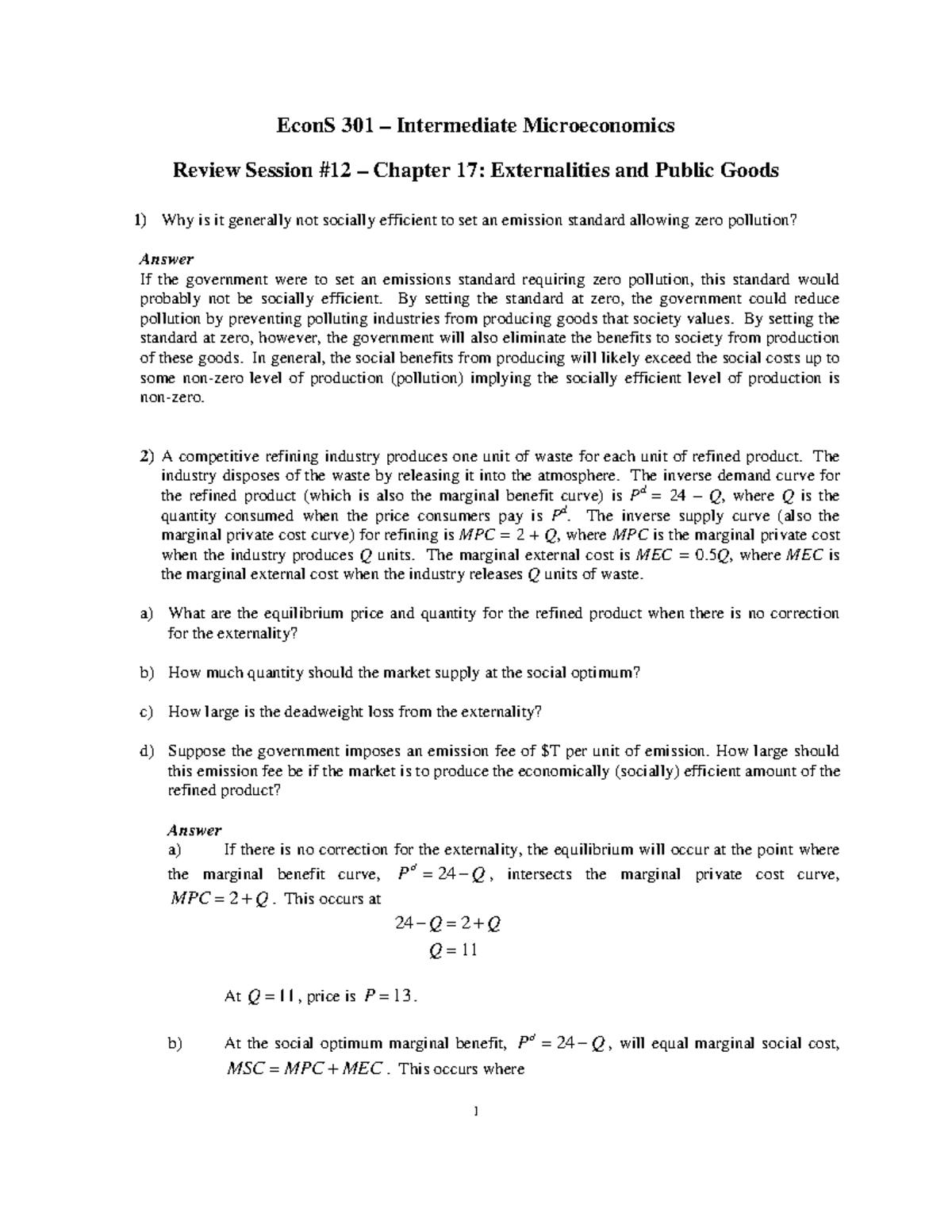 Review Session 12 fall 2016 key - EconS 301 Intermediate Microeconomics ...