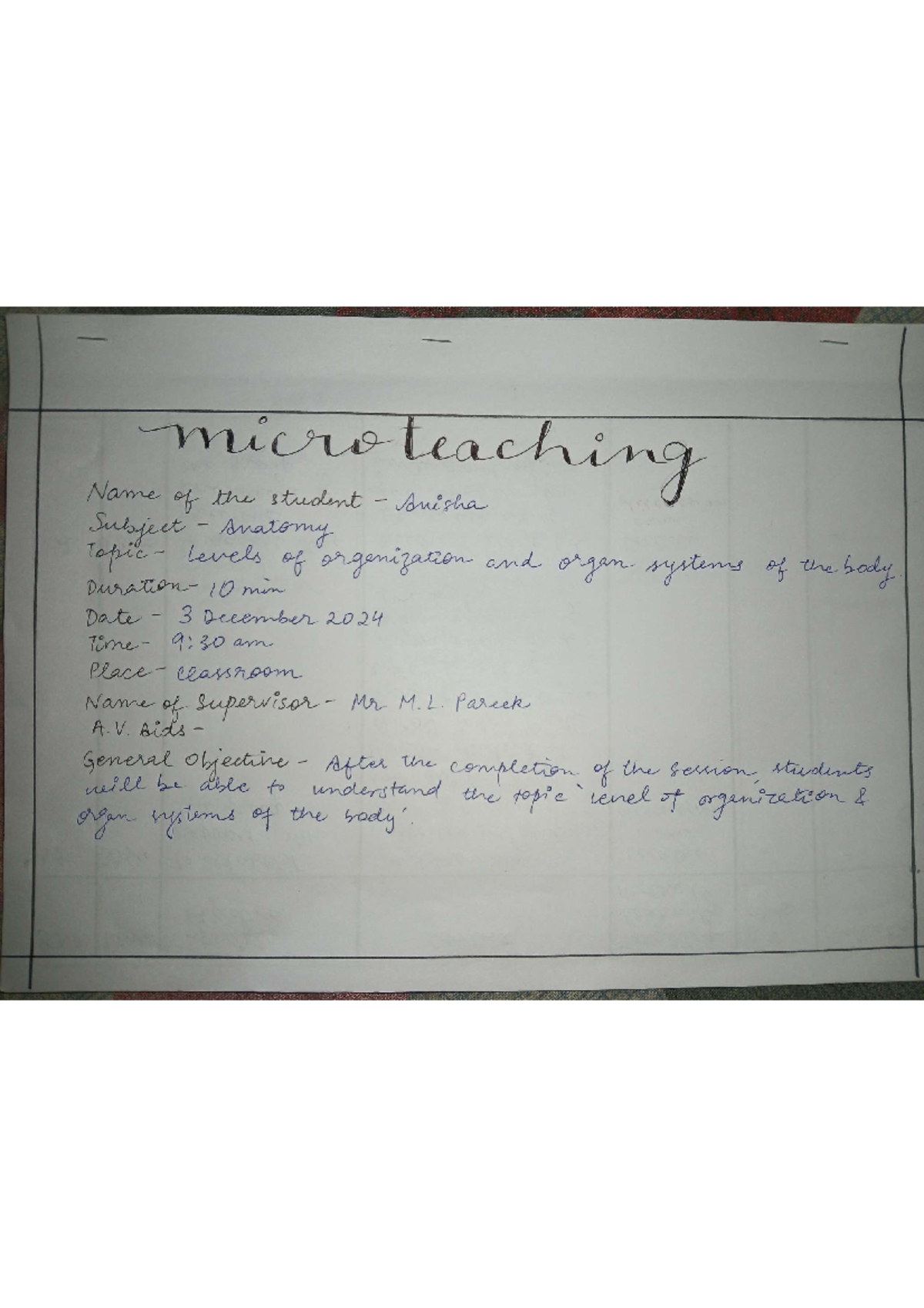 Microteaching format - Mircoteaching lesson plan - micro Teaching Name ...