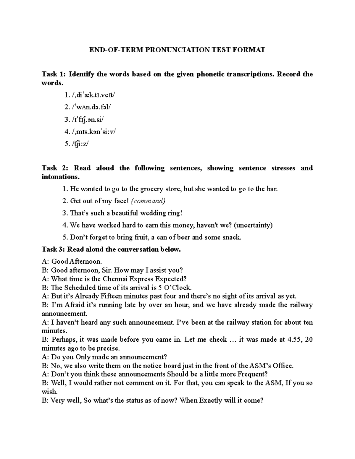 Mock Test 3 - grrhnjzdjmsrznvnmm vgnghah - END-OF-TERM PRONUNCIATION ...