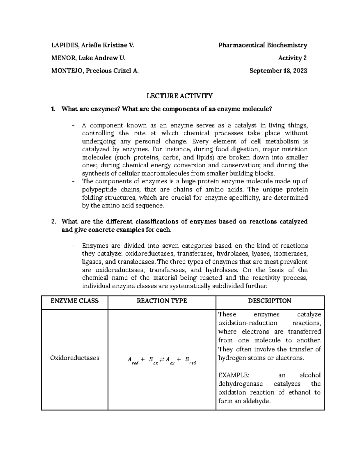 Biochem Notes 2 - LAPIDES, Arielle Kristine V. Pharmaceutical ...