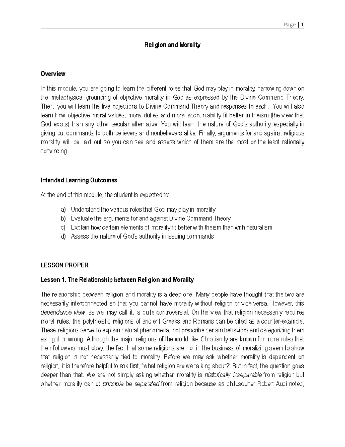 Religion and Morality ( Updated) - Religion and Morality Overview In ...