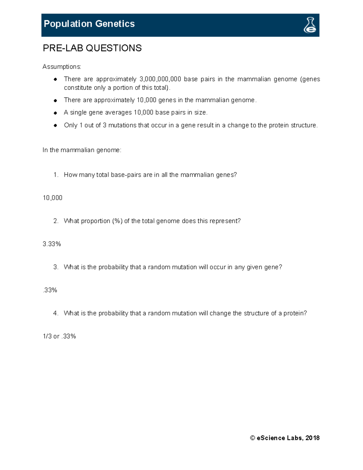 IB 1108 L15 Population - Bio lab - PRE-LAB QUESTIONS Assumptions: There ...