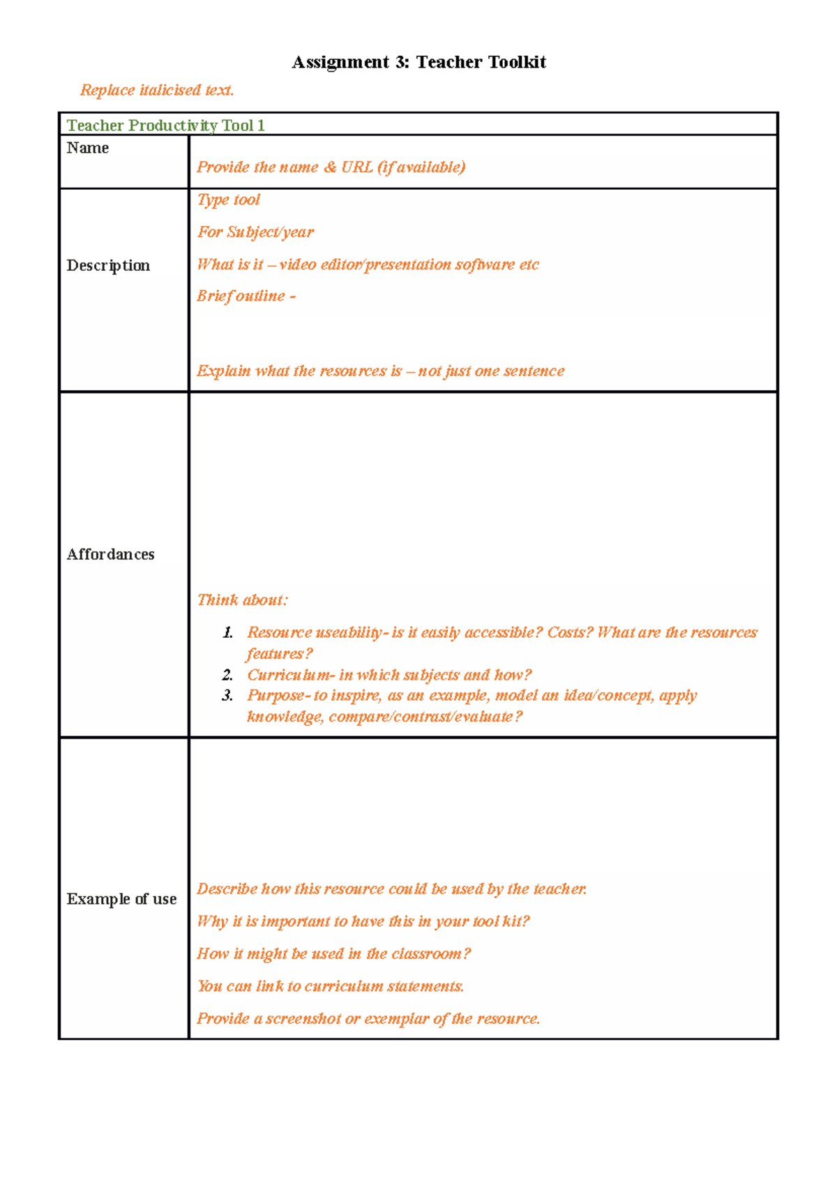 Assignment 3: Teacher Toolkit - Productivity and Professional Learning ...