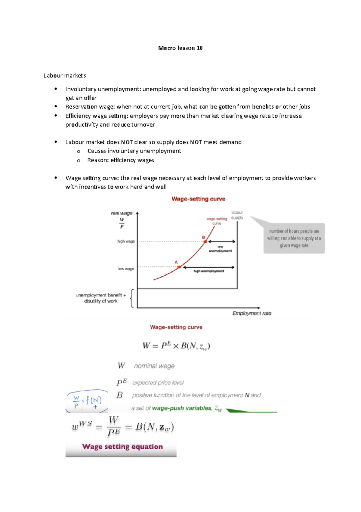 Macro term 2 - lectures 2-3 The Labour Market - Macro lesson 10 Labour ...